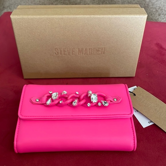 Steve Madden | Bags | Steve Madden Krissy Faux Leather Clutch Neon Pink ...